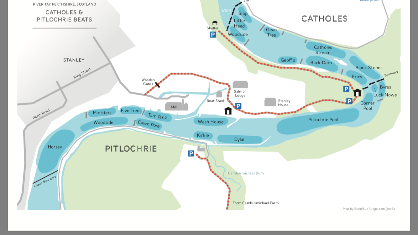 Stanley Beats River Tay : Catholes & Pitlochrie Beat Map