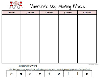 Classroom Freebies Too: Making Words for Valentine's Day! (MsJordanReads)