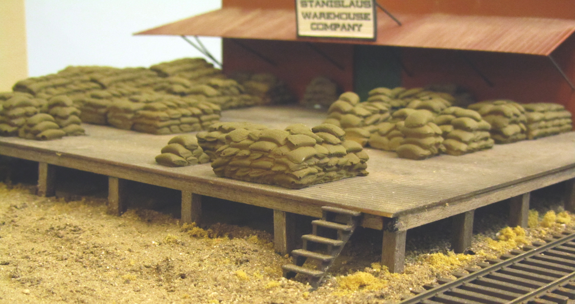 Stockton and Copperopolis Railroad: Stacks of Sacks