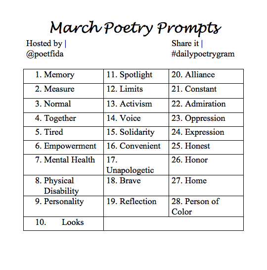 March Poetry Prompts: Activism