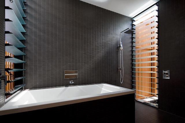 Casa si gradina: Baie cu faianta neagra