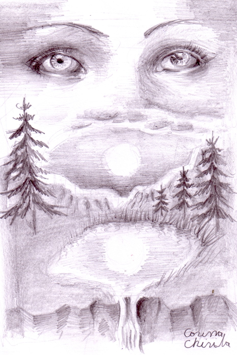 Grafica si pictura de Corina Chirila: Amintire de Lucian Blaga