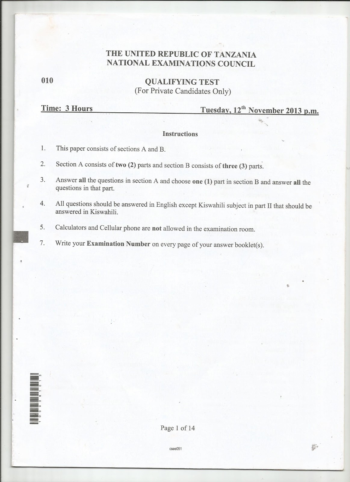 QUALIFYING TEST STUDY NOTES & PAST PAPERS BLOG: QUALIFYING TEST ( For ...