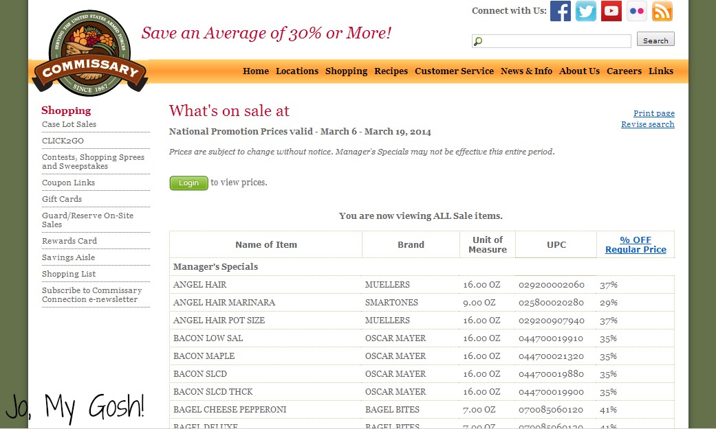 Jo, My Gosh!: Commissary 101: Saving More