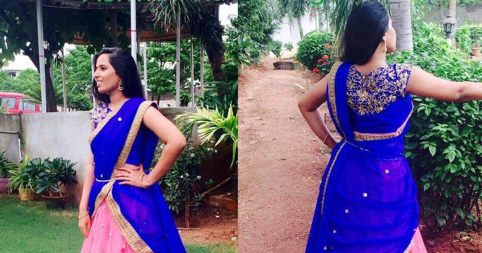 Sravani Reddy Pink Half Saree - Saree Blouse Patterns