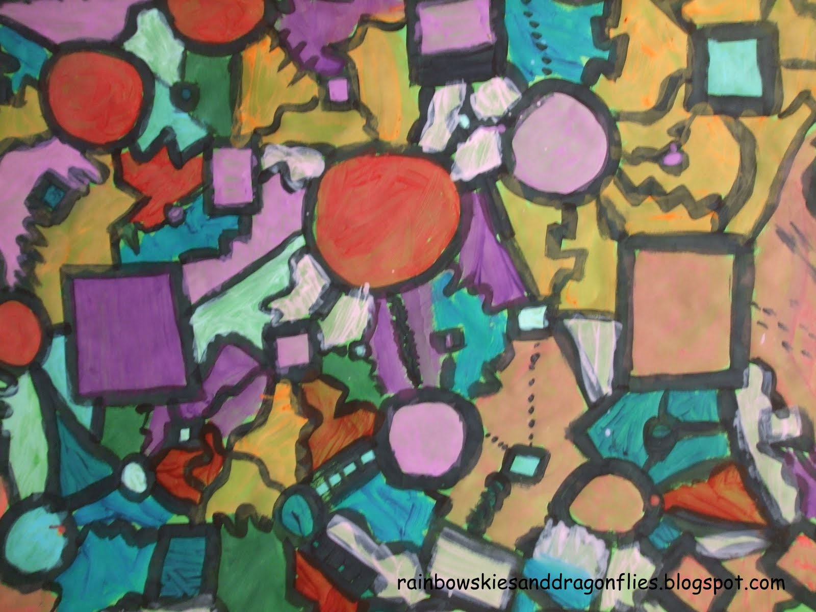 Rainbow Skies & Dragonflies: Collaborative Abstract Murals - 4th Grade