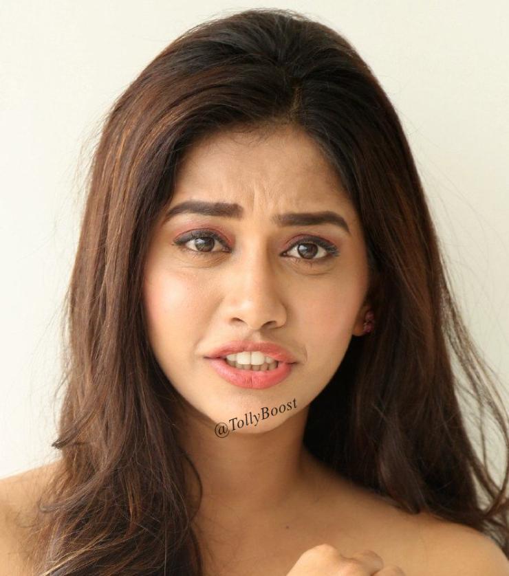Beautiful Kannada Girl Nabha Natesh Long hair Smiling Face Close Up