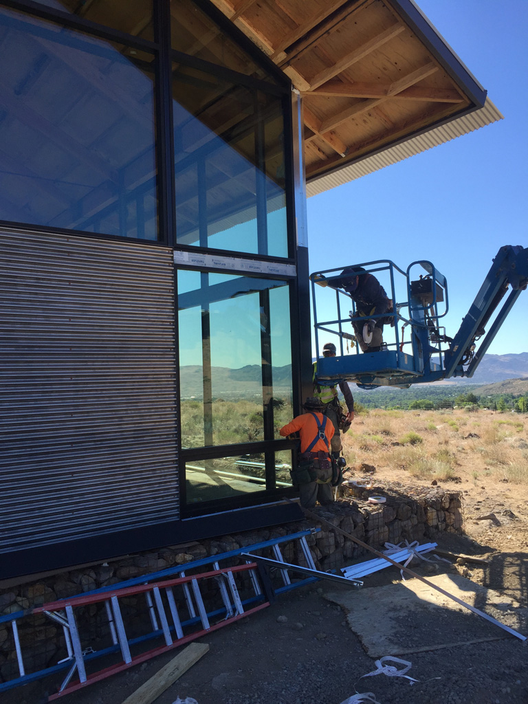 Nevada House Build: 2017 06 28 Glass progress, soffit material arrives..