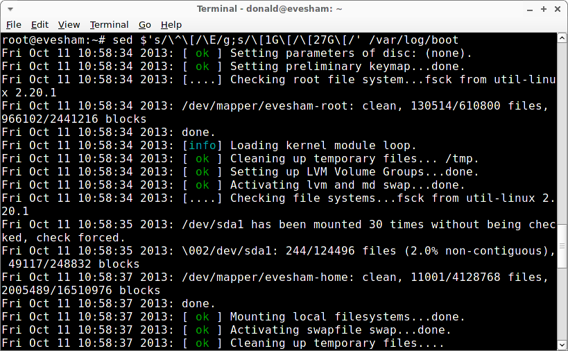 Don't Surf in the Nude!: Read boot messages log in Debian