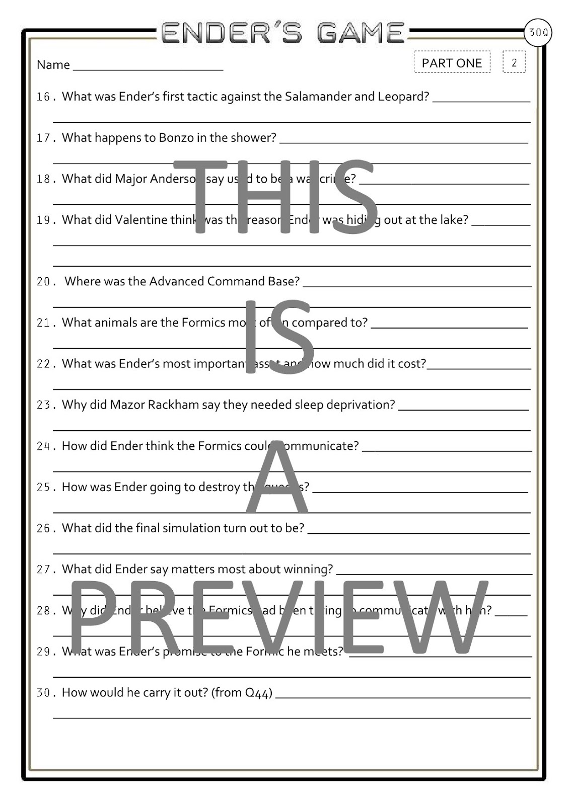 Ender's Game Movie Guide + Activities - Answer Keys Included ~ Movie ...