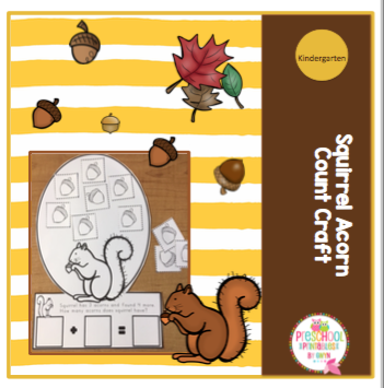 Squirrel Acorn Count Craft ~ Preschool Printables