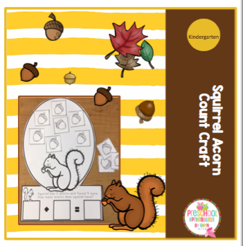 Squirrel Acorn Count Craft ~ Preschool Printables