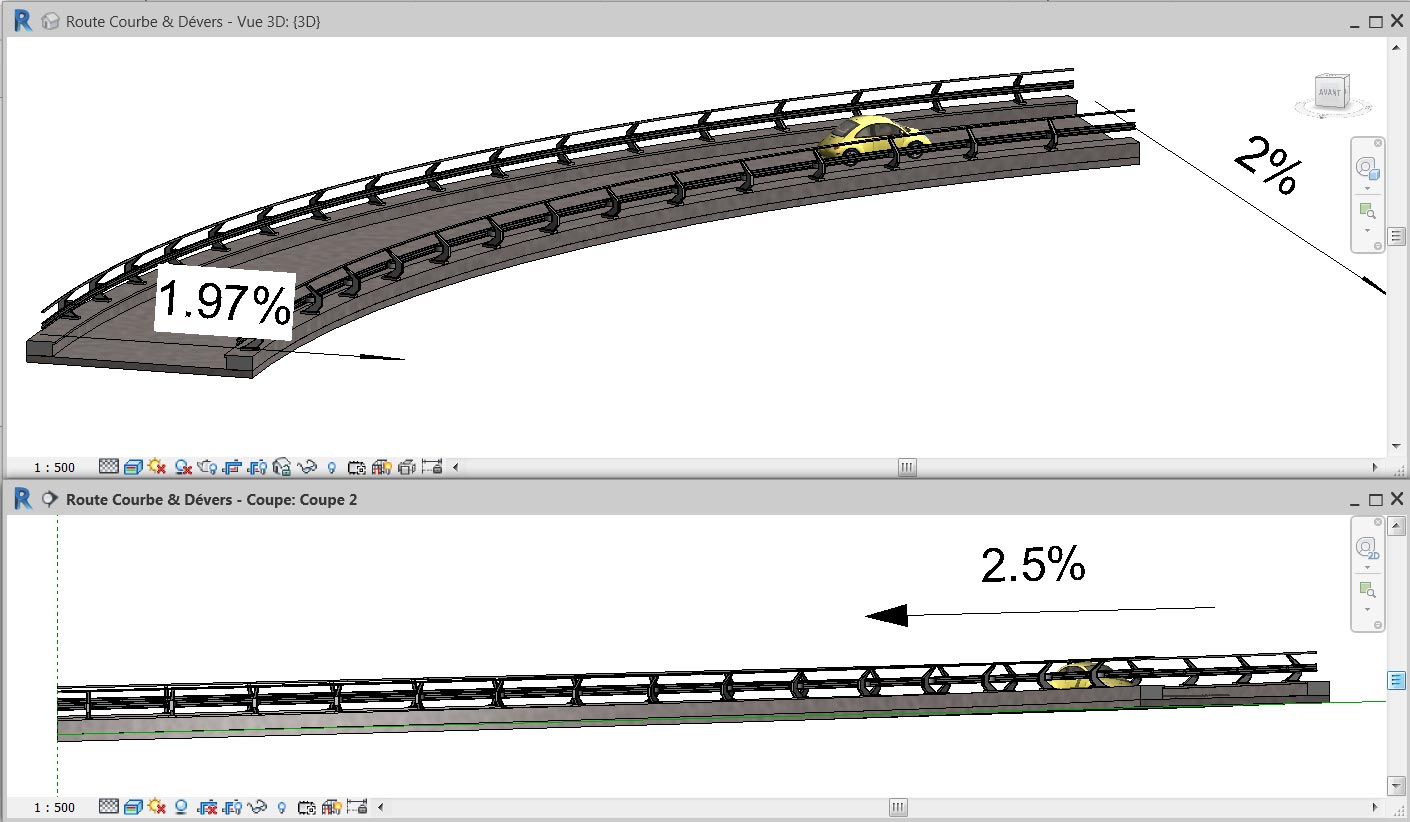 Revit-Mémo: Revit 2019_Route courbe avec dévers et bordures