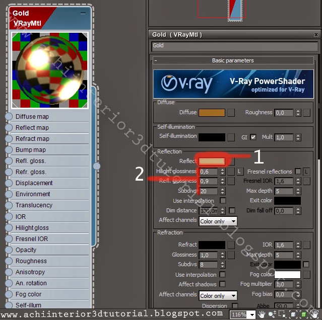 Creating Gold Material V-ray | 3D Max Tutorial for Interior Design