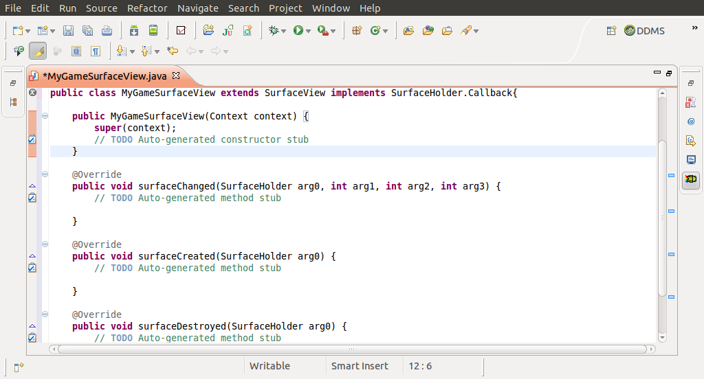 Android Coding: Create SurfaceView for our game