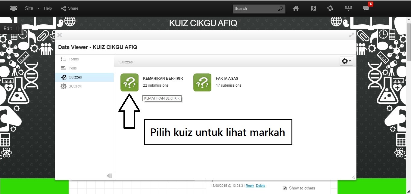 FROG VLE : Melihat Markah Kuiz Murid