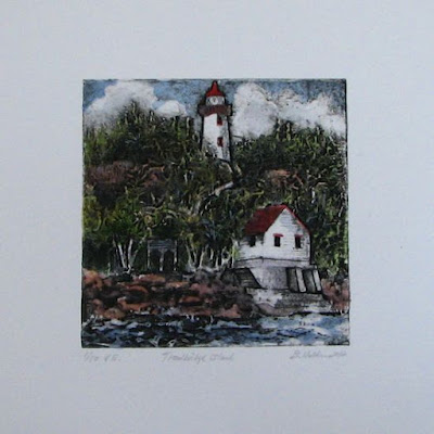 My Printmaking Journey: Hand colour added to monochromatic collagraph print