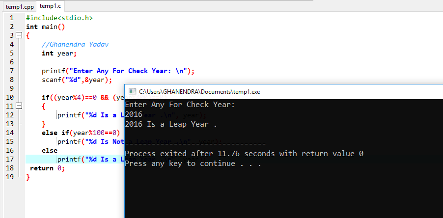 C Program For Check Or Not Using If /Else