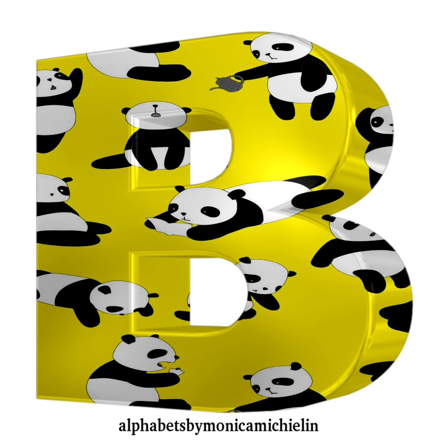 Monica Michielin Alphabets: ALFABETO AMARELO PANDA, YELLOW ALPHABET ...