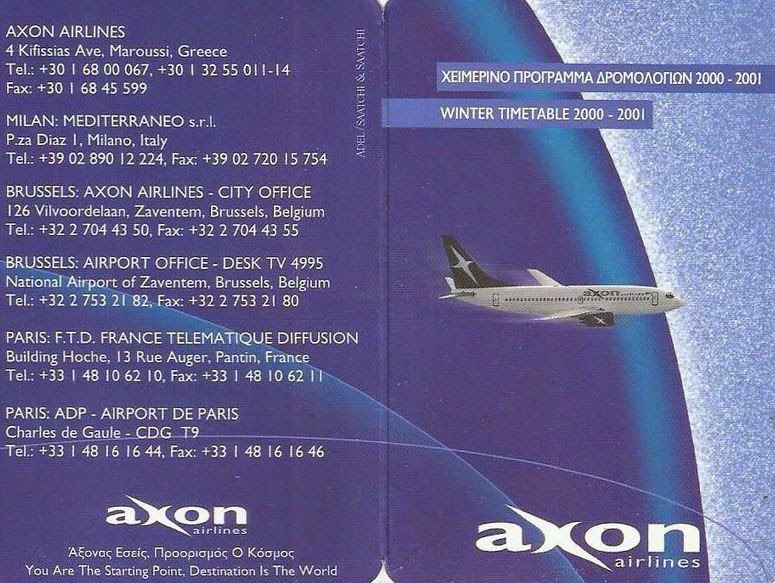 Airline memorabilia: Axon Airlines (2000/2001)