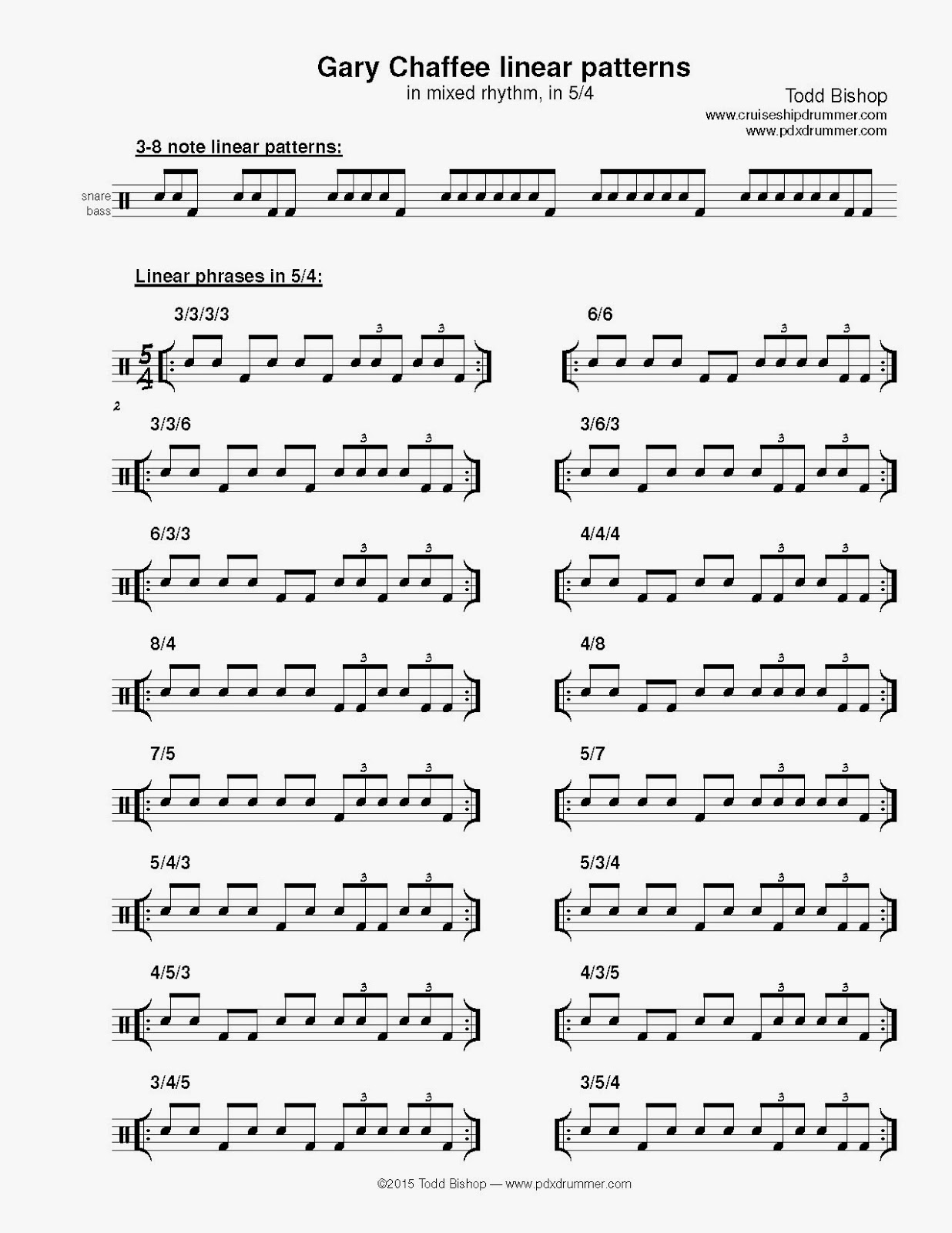 Cruise Ship Drummer!: Linear phrases in 5/4, mixed rhythm