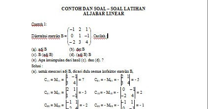 Kelompok 2 Aljabar Linear Elementer 2013: Contoh Soal-soal Latihan ...