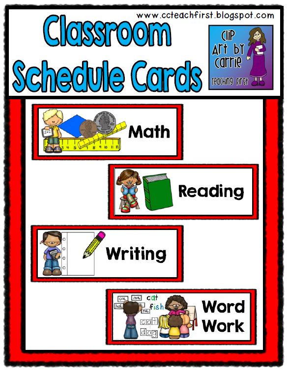 Clip Art by Carrie Teaching First: Daily Schedule Cards
