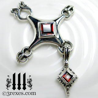 3 REXES JEWELRY: CLASSIC Vampire Cross Garnet Pendant Gothic Silver ...