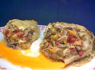 vegana y compañía: REPOLLO AL HORNO CON RELLENO DE OTOÑO