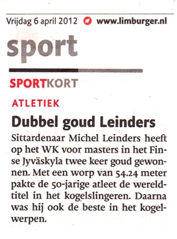 Weight-Pentathlon: WK-Indoor Masters . . . kogelwerpen?