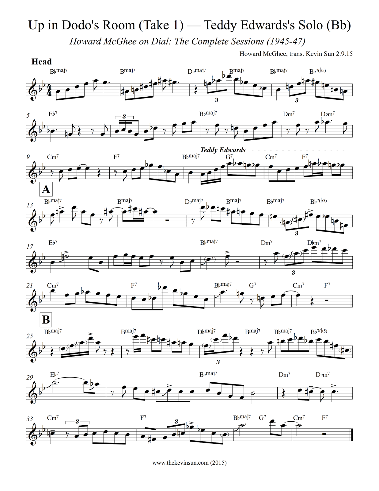 JAM, XIX: Teddy Edwards and Early West Coast Bop, I