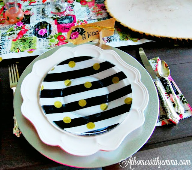 DIY French Black and White Stripe Plates - At Home with Jemma
