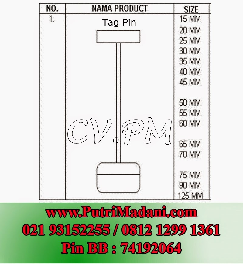 Menjual Semua Ukuran Panjang Tag Pin Standar