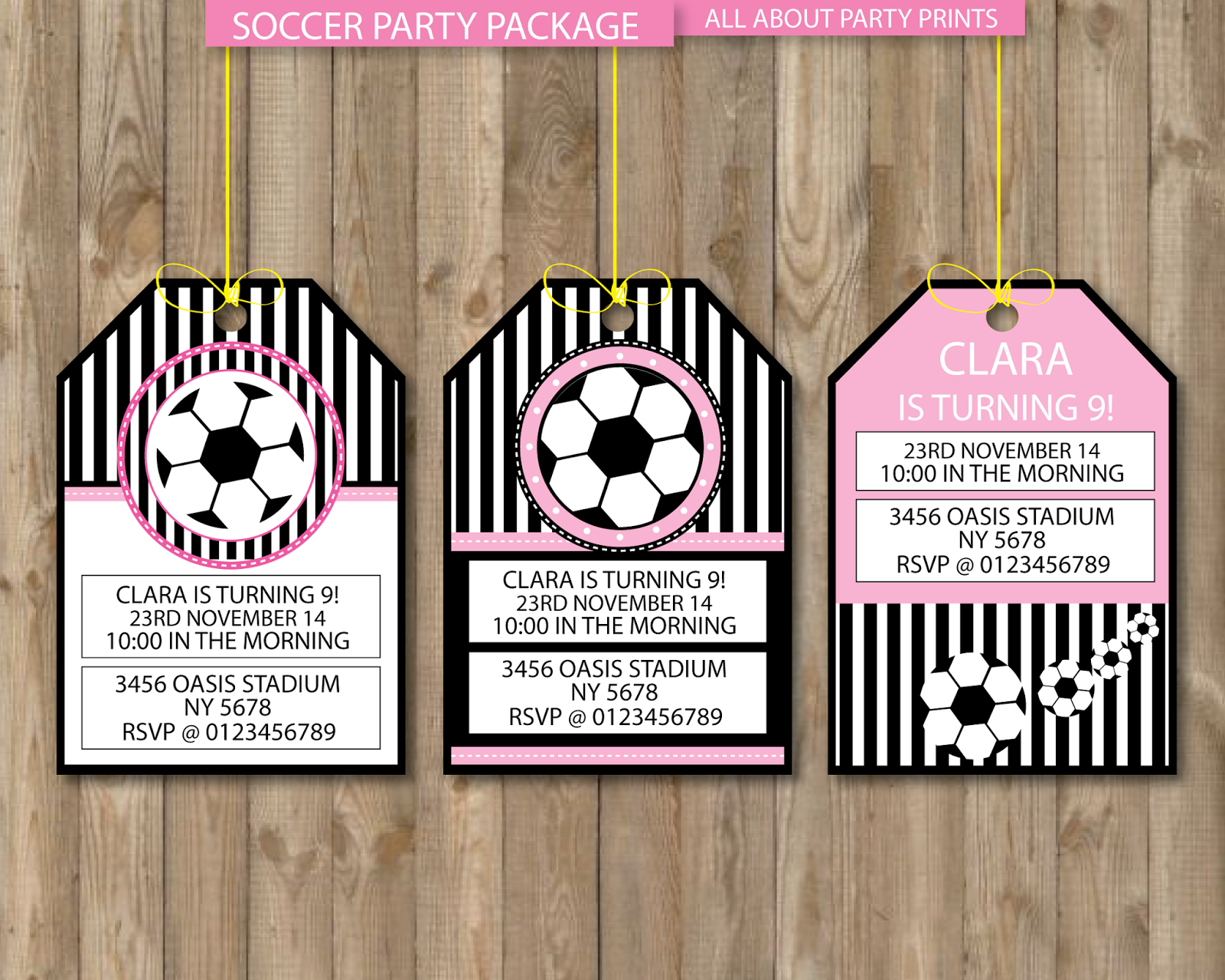 All About Party Prints: Pink Soccer Theme Party Pack Printable