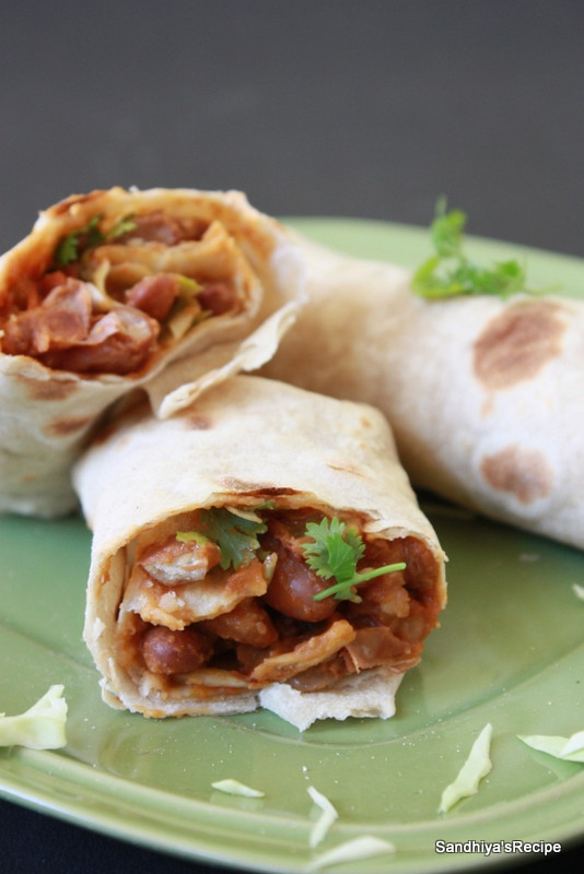 Sandhiya's Cookbook: Mexican Beans Burrito | Bean Wrap | Kidney Bean Wrap