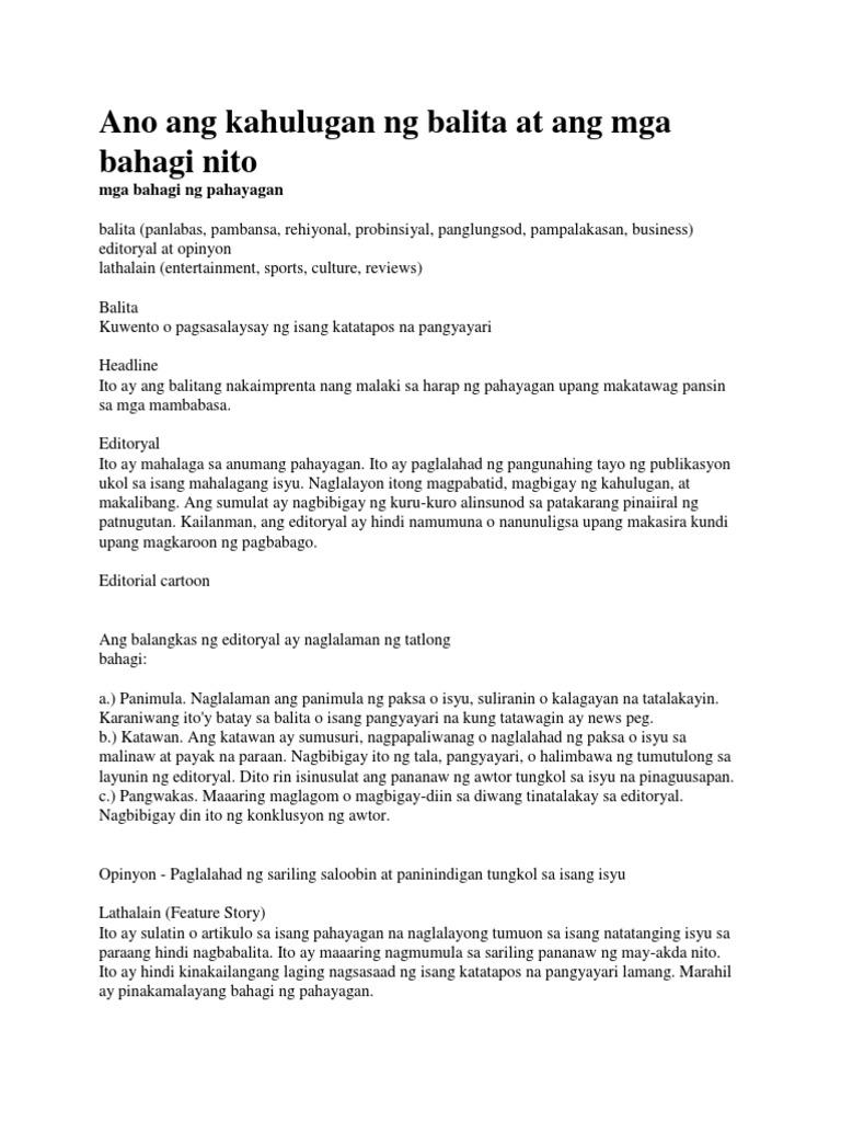 ano ang editoryal - philippin news collections