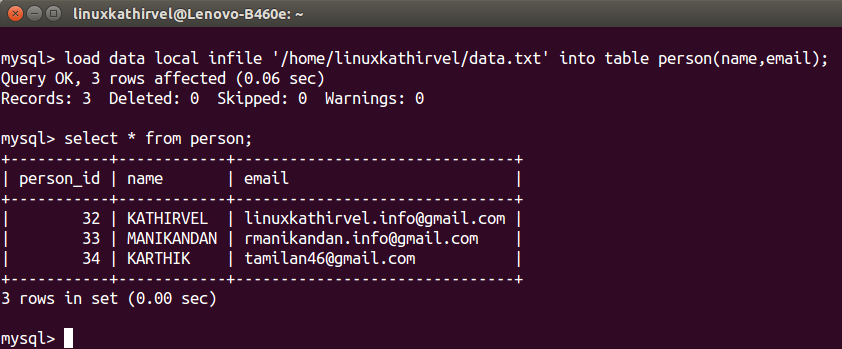 Gnulinux குனு லினக்ஸ் Mysql இல் Load Data Infile பிழைக்கான தீர்வு
