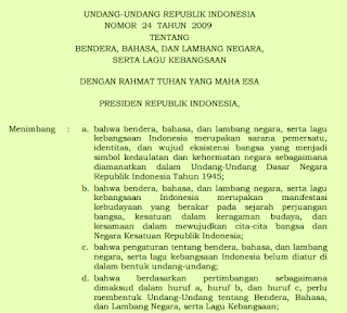 DOWNLOAD UU NOMOR 24 TAHUN 2009 TENTANG BENDERA, BAHASA, DAN LAMBANG ...