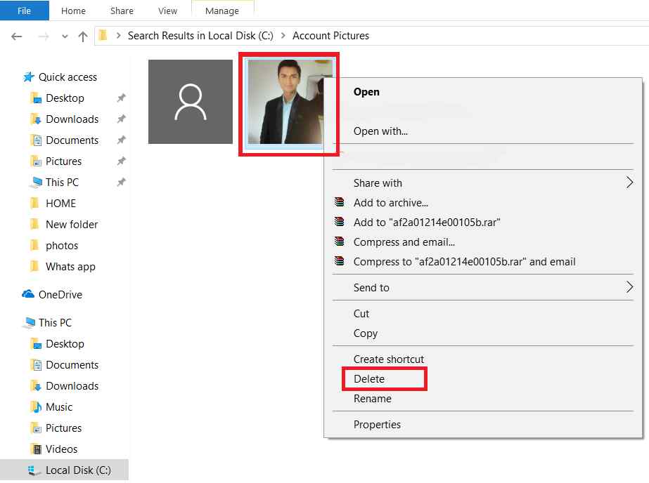 How to Change or Remove a User Account Picture in Windows 10