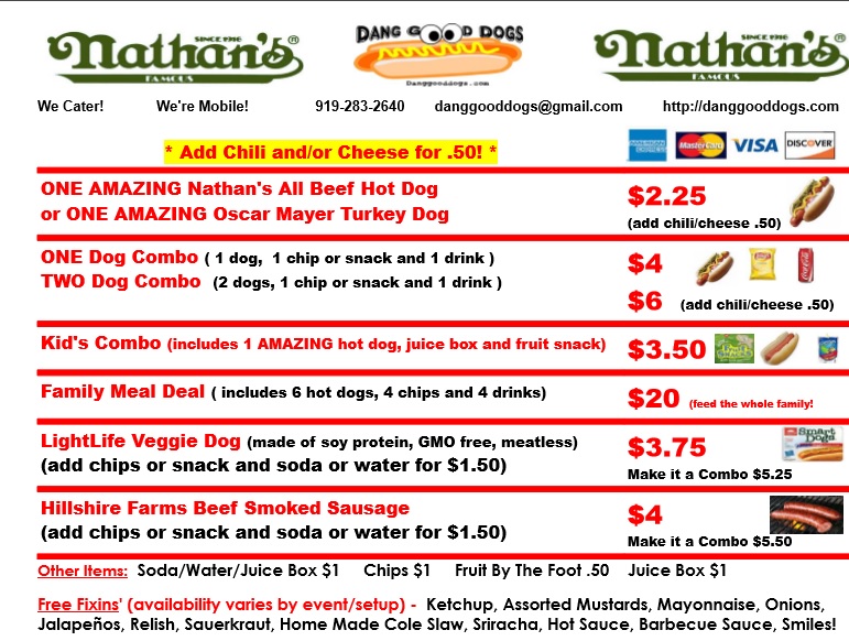 Dang Good Dogs, LLC: Location/Menu