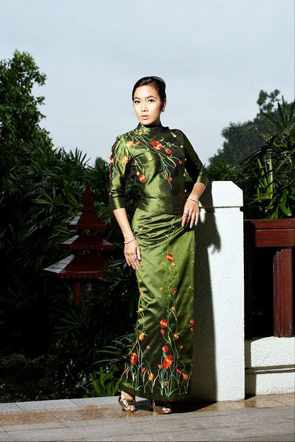 Photo Model: Moe Hay Ko in Myanmar Silk Fashion Dress