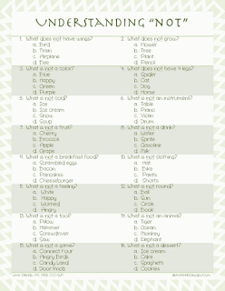 Ms. Lane's SLP Materials: Receptive Language: Understanding "Not"