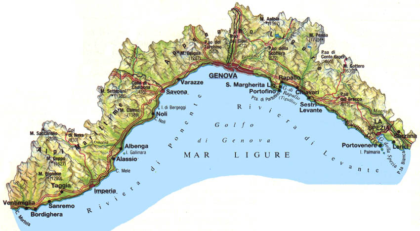 Mappa di Italia: Mappa della Liguria