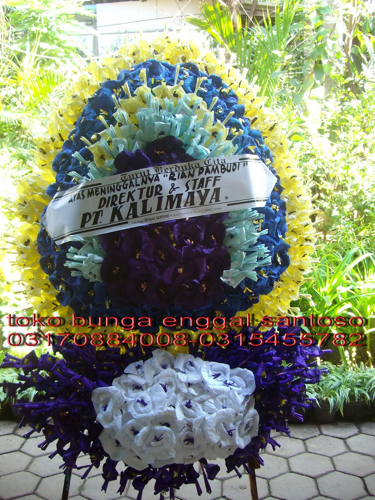 karangan bunga duka cita (krans kertas) | E'S Florist Gresik