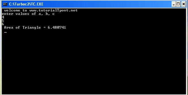 C Program to calculate the area of triangle using the formula area ...