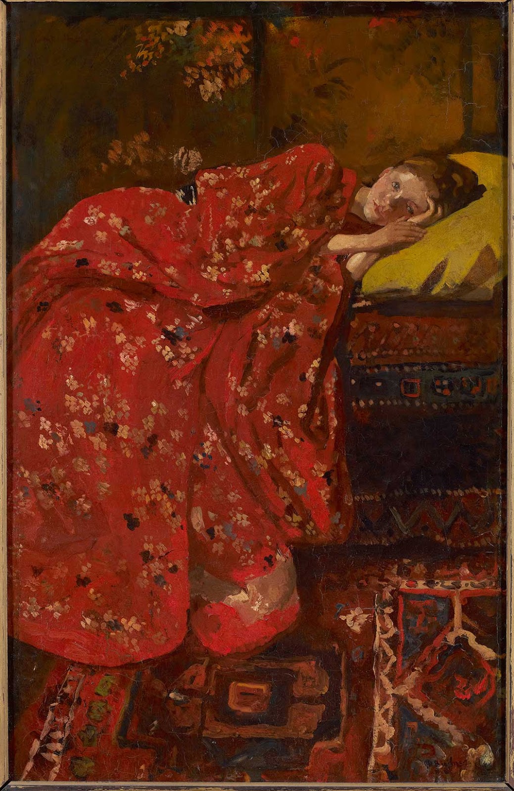 George Hendrik Breitner: Girl in a red kimono (1893)