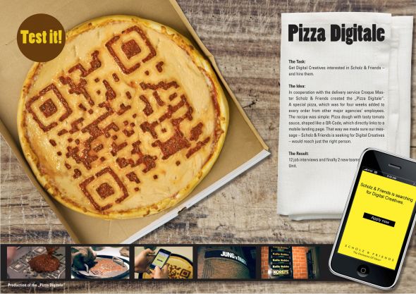 Código QR en la pizza, antojable y digitale