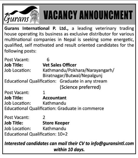 Accounting Job Vacancy in Kathmandu Nepal | Cool Jobs Gulf
