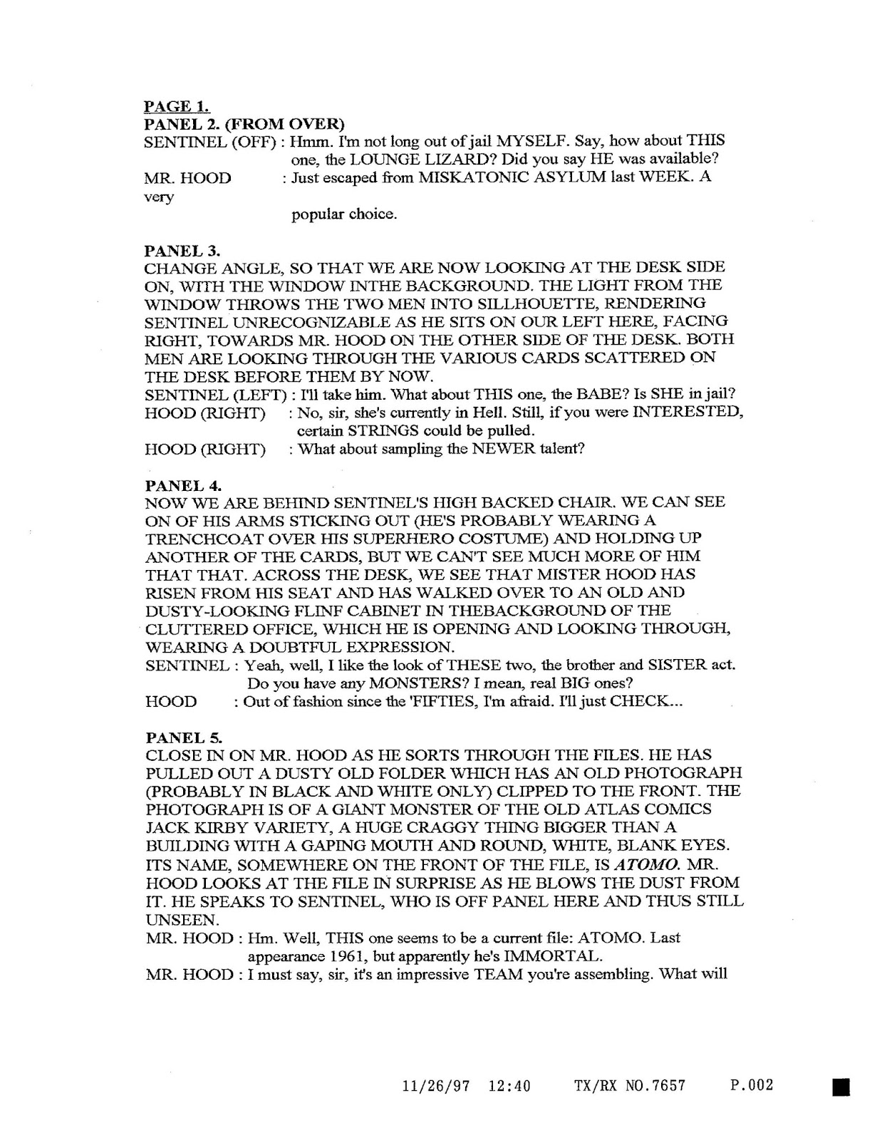 Alan Moore's Forgotten Awesome: Youngblood #2 script