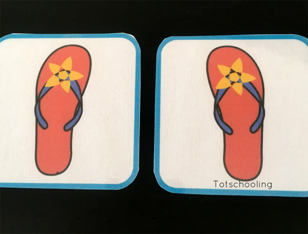 Flip Flops Printable Matching Games | Totschooling - Toddler, Preschool ...